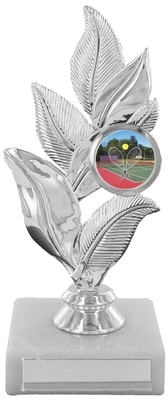 Leaf Design Trophy Mounted On White Effect Marble Base